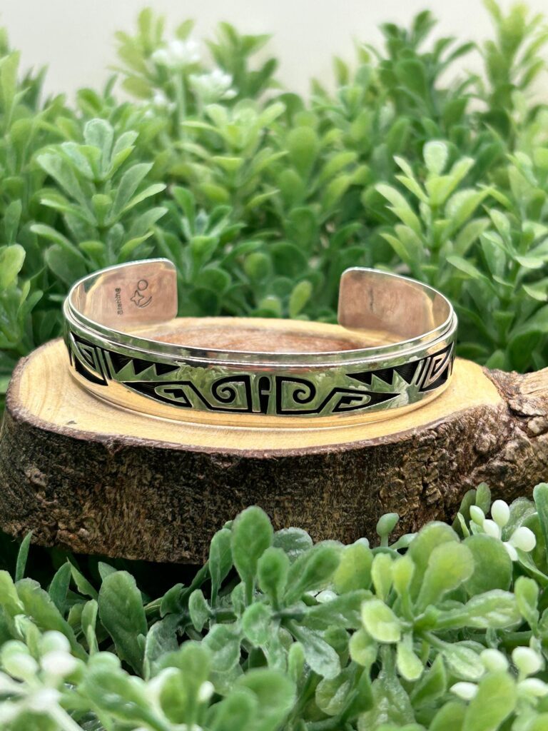 Augustine Mowa Jr. Hopi Symbols Sterling Silver Cuff Bracelet - Old ...
